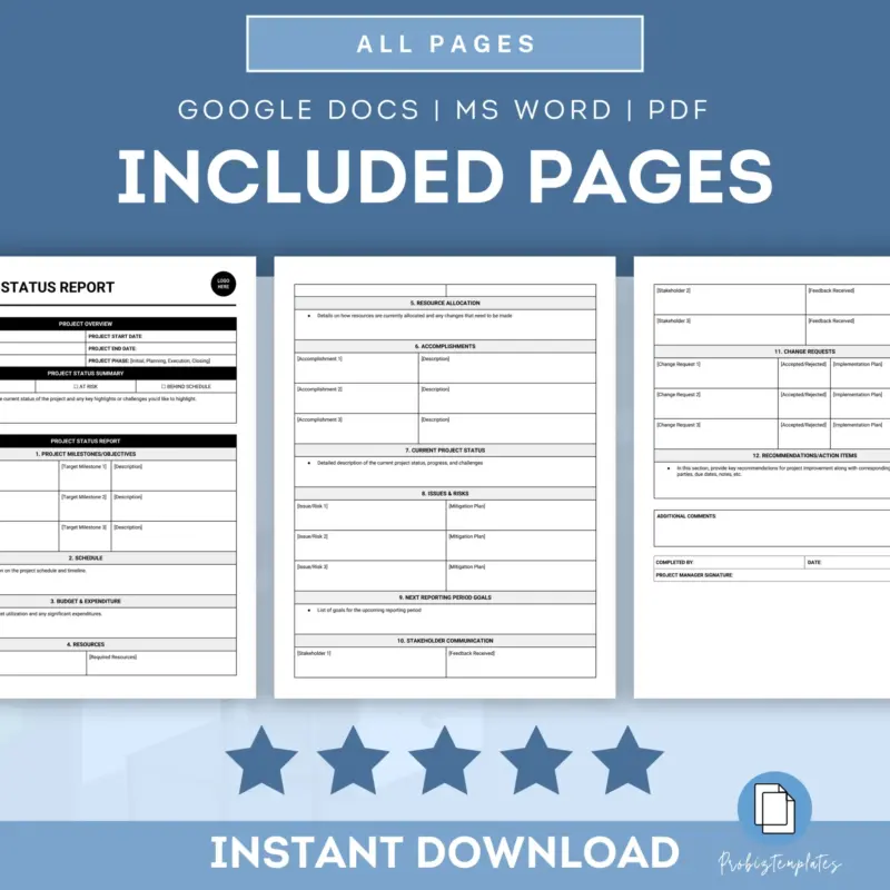 Project Status Report Template | ProBizTemplates