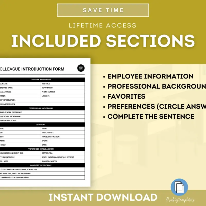 Colleague Introduction Form | ProBizTemplates