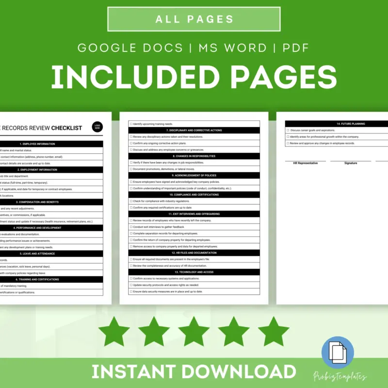 Employee Records Review Checklist | ProBizTemplates