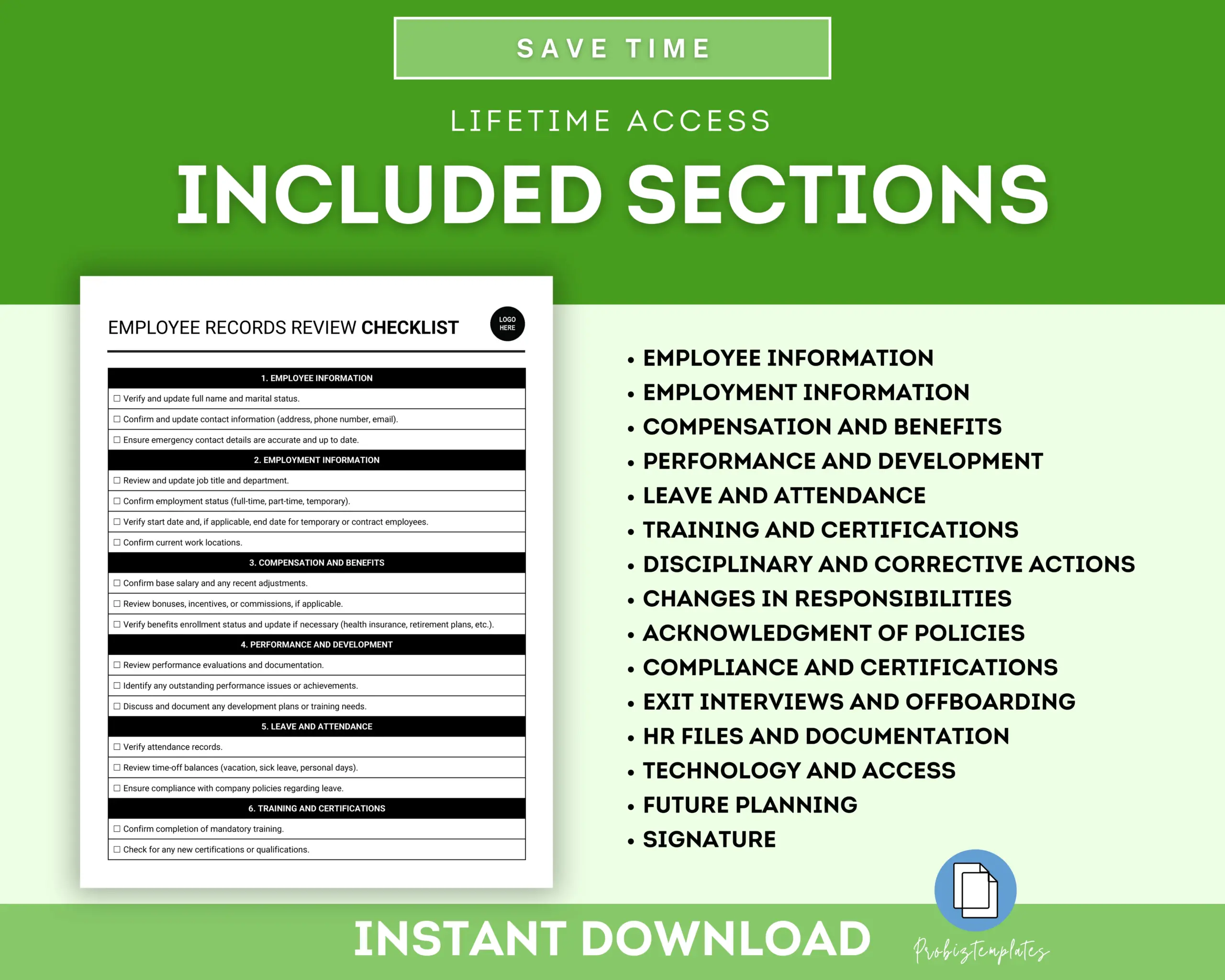Employee Records Review Checklist | ProBizTemplates
