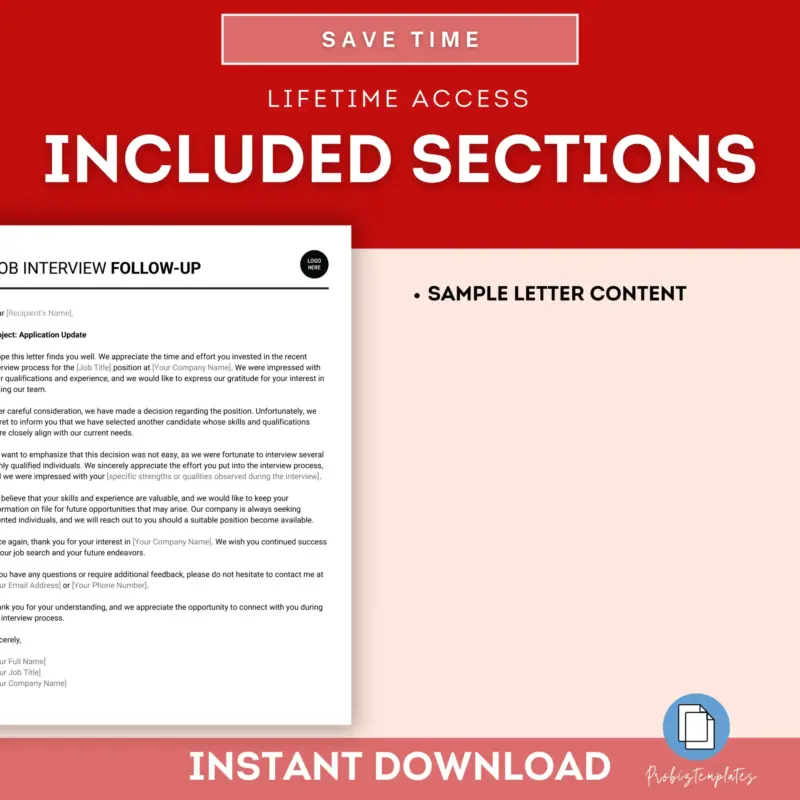 Job Interview Follow-Up Letter | ProBizTemplates