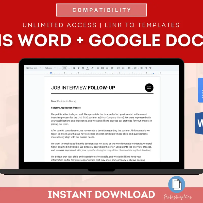 Job Interview Follow-Up Letter | ProBizTemplates