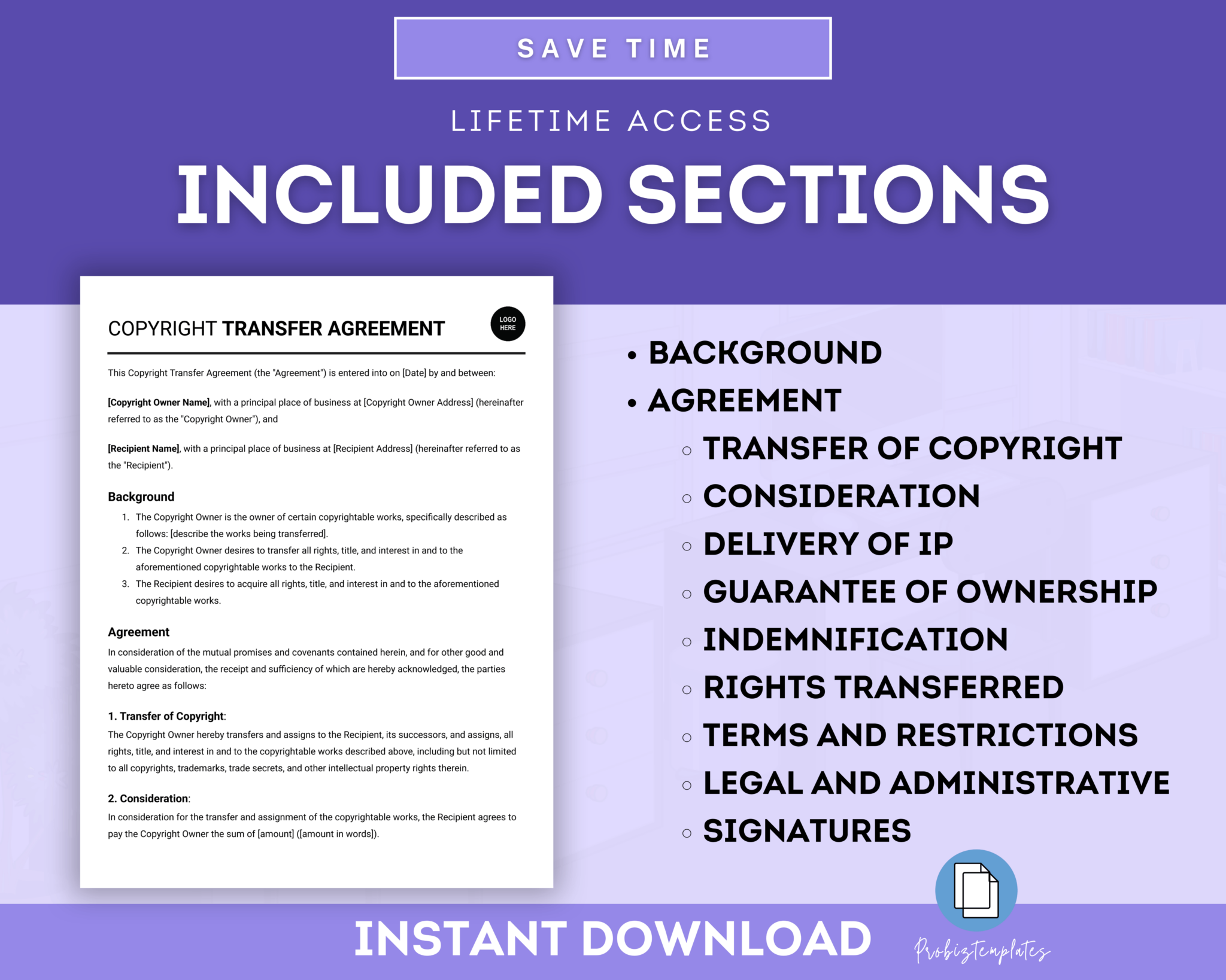 Copyright Transfer Agreement Template | ProBizTemplates