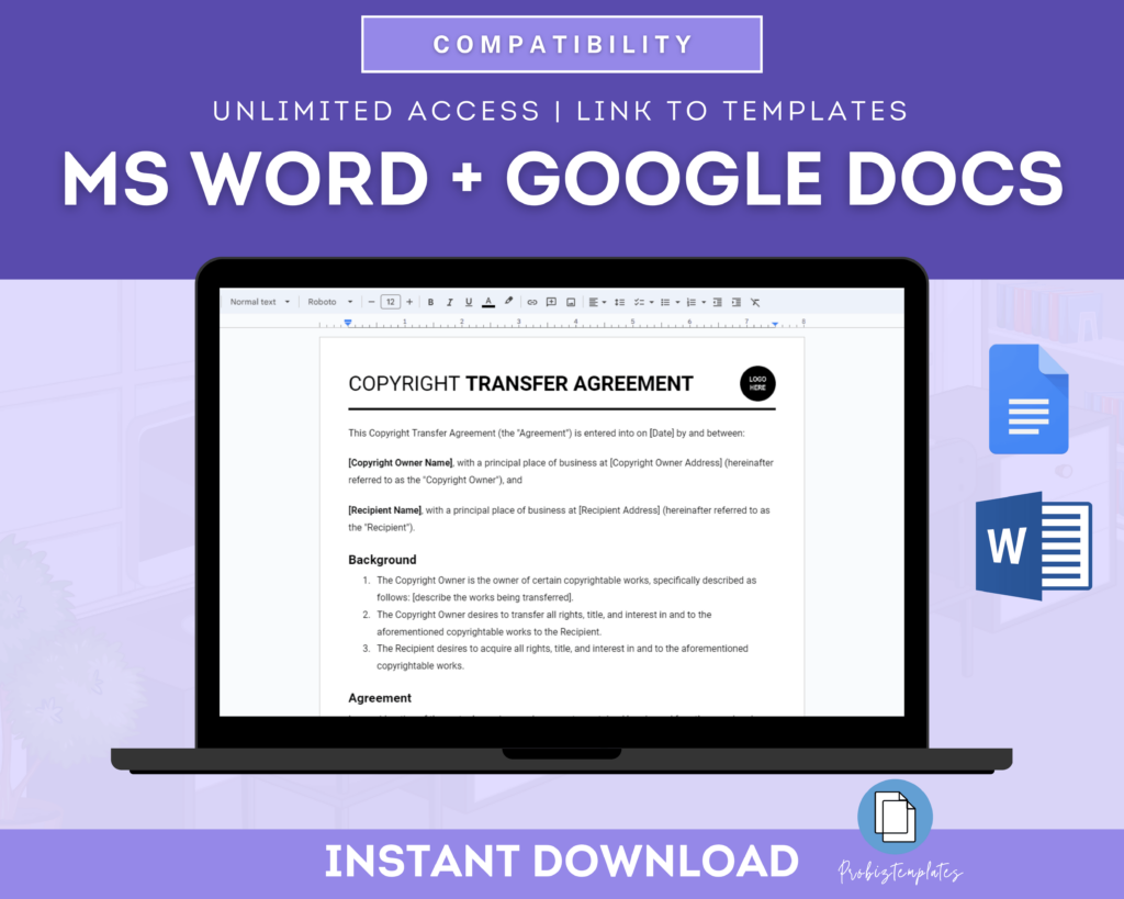 Copyright Transfer Agreement Template | ProBizTemplates