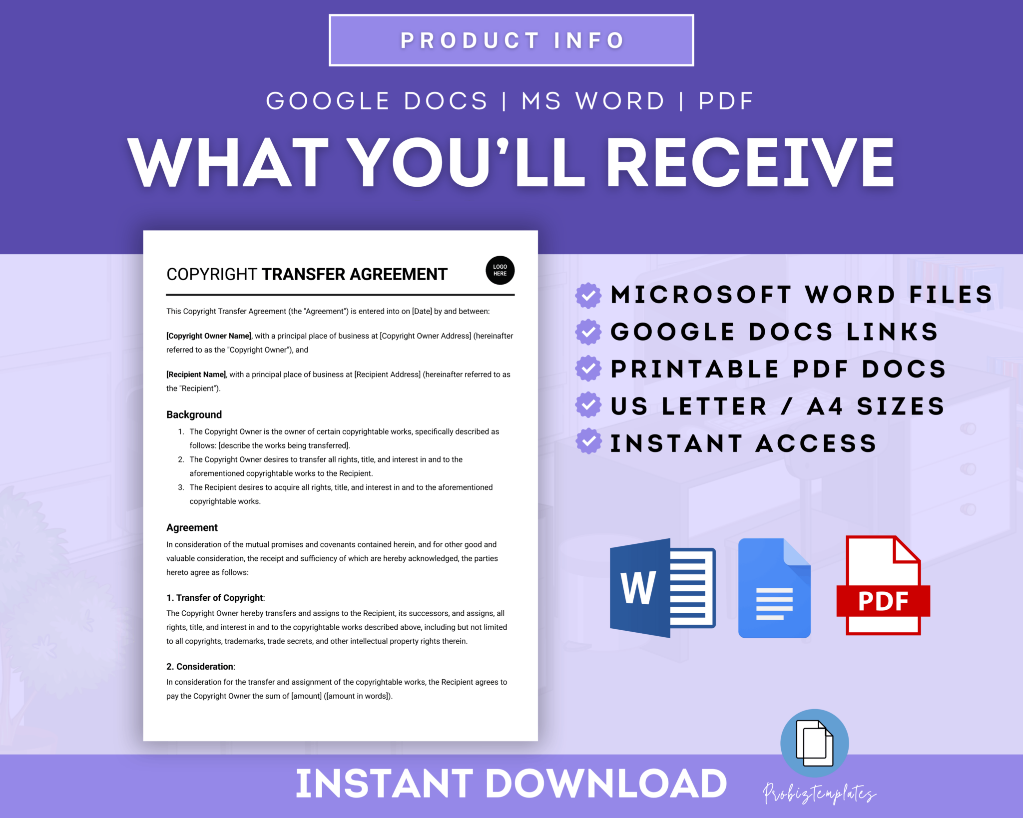 Copyright Transfer Agreement Template | ProBizTemplates