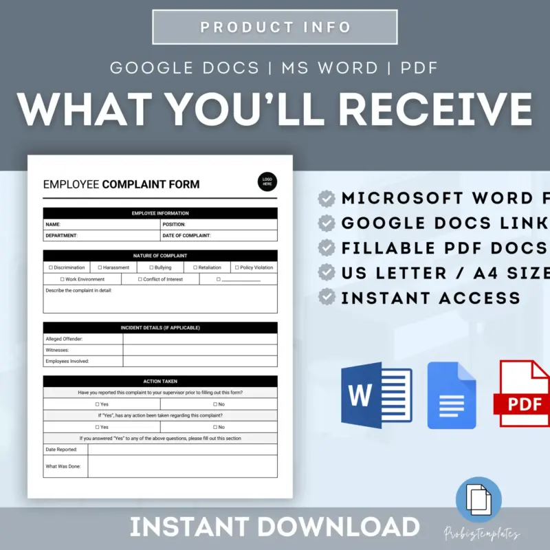 Employee Complaint Form | ProBizTemplates