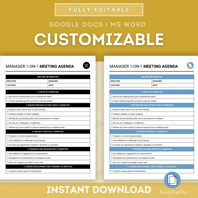 Manager 1-On-1 Meeting Agenda Template | ProBizTemplates