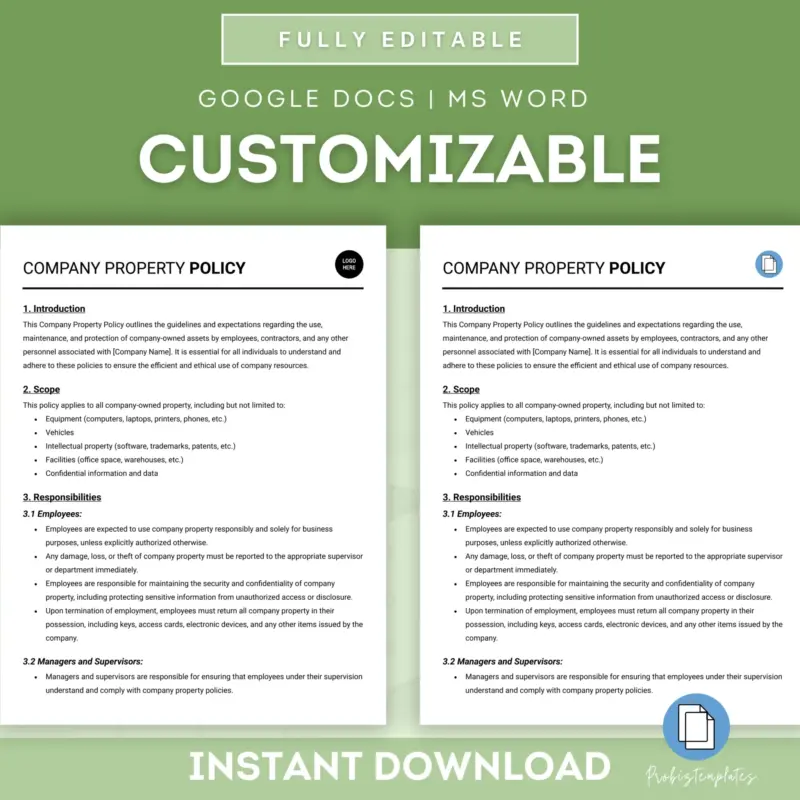 Company Property Policy Template | ProBizTemplates