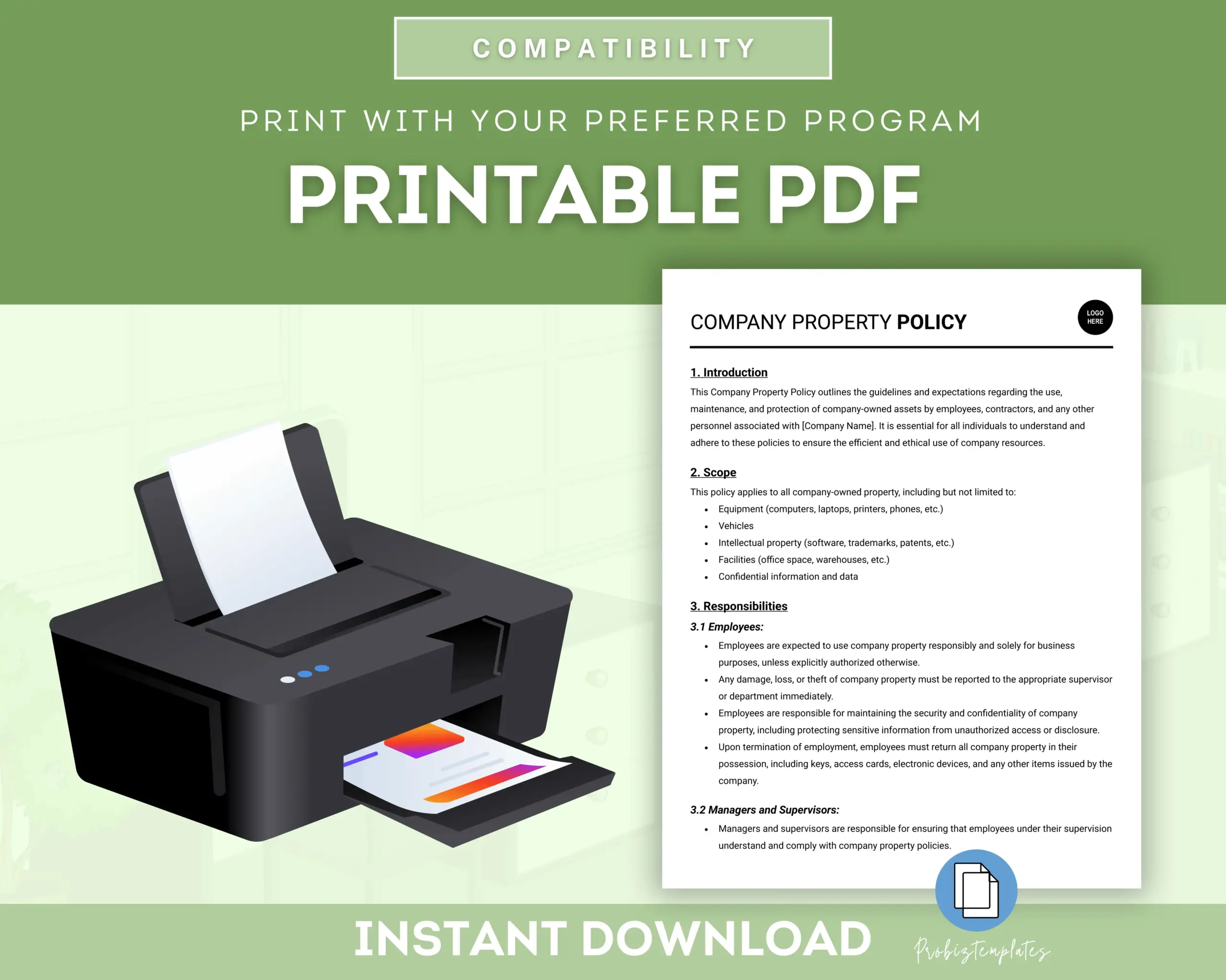 Company Property Policy Template | ProBizTemplates