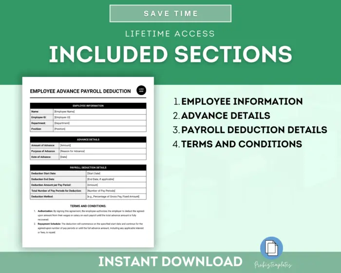 Employee Advance Payroll Deduction Agreement Template Probiztemplates