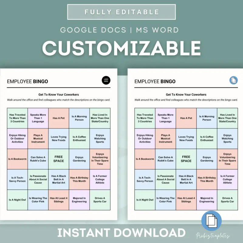 Employee Bingo | ProBizTemplates