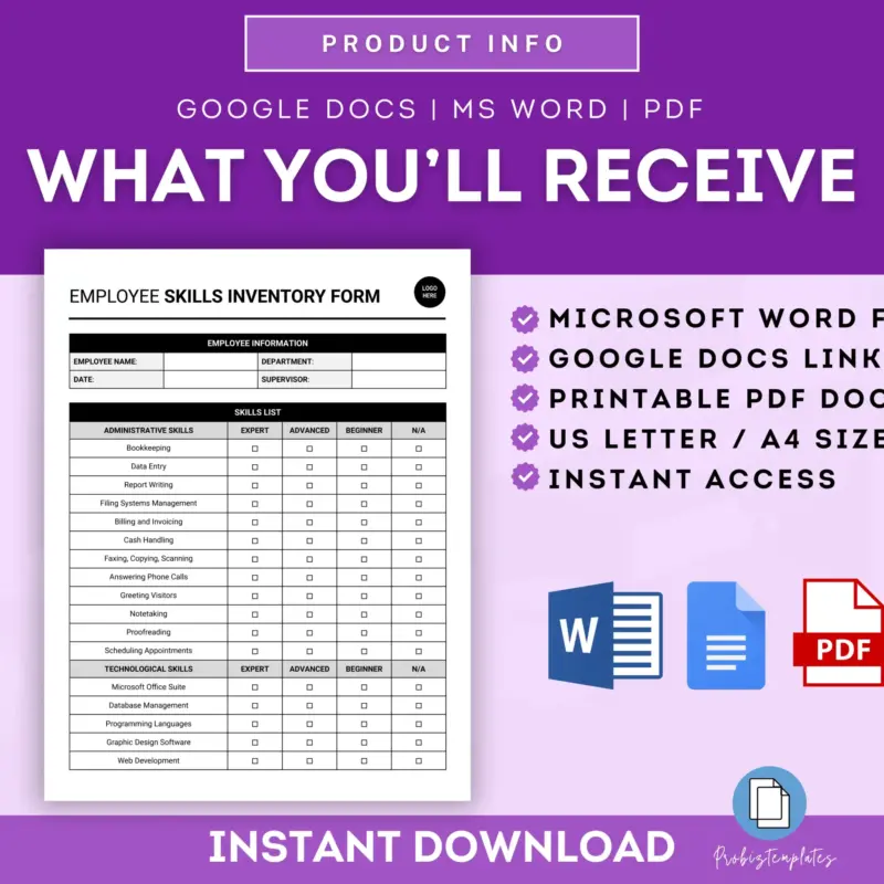 Employee Skills Inventory Form | ProBizTemplates