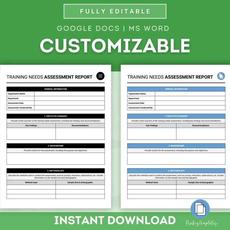Employee Training Needs Assessment Report Template | ProBizTemplates