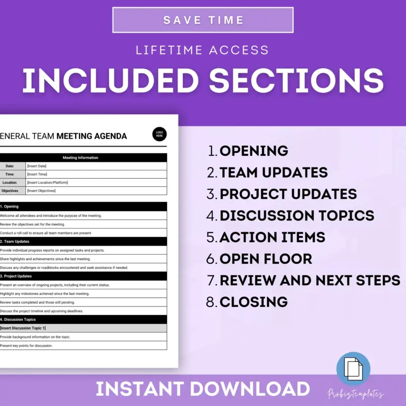 General Team Meeting Agenda Template | ProBizTemplates