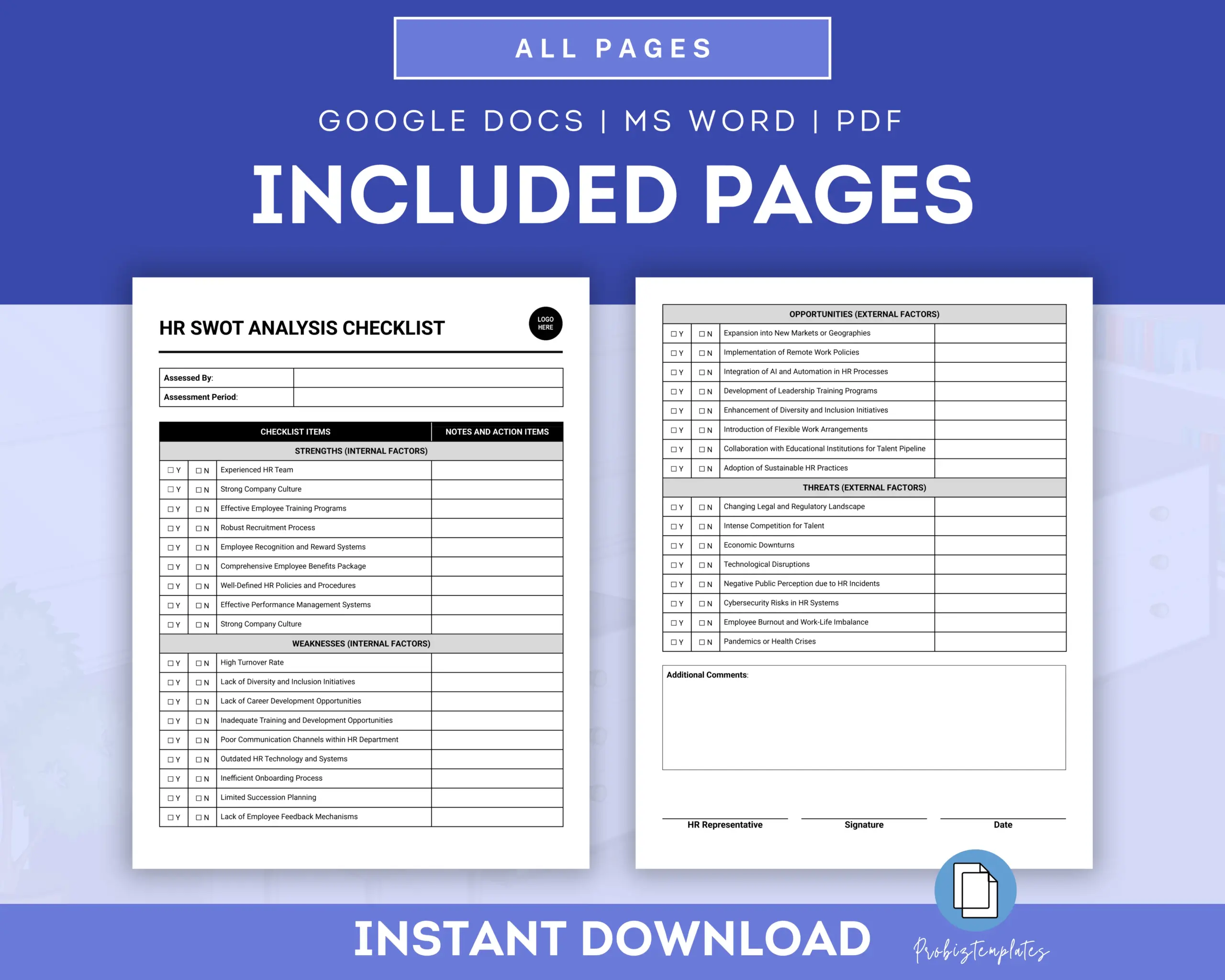 HR SWOT Analysis Checklist | ProBizTemplates