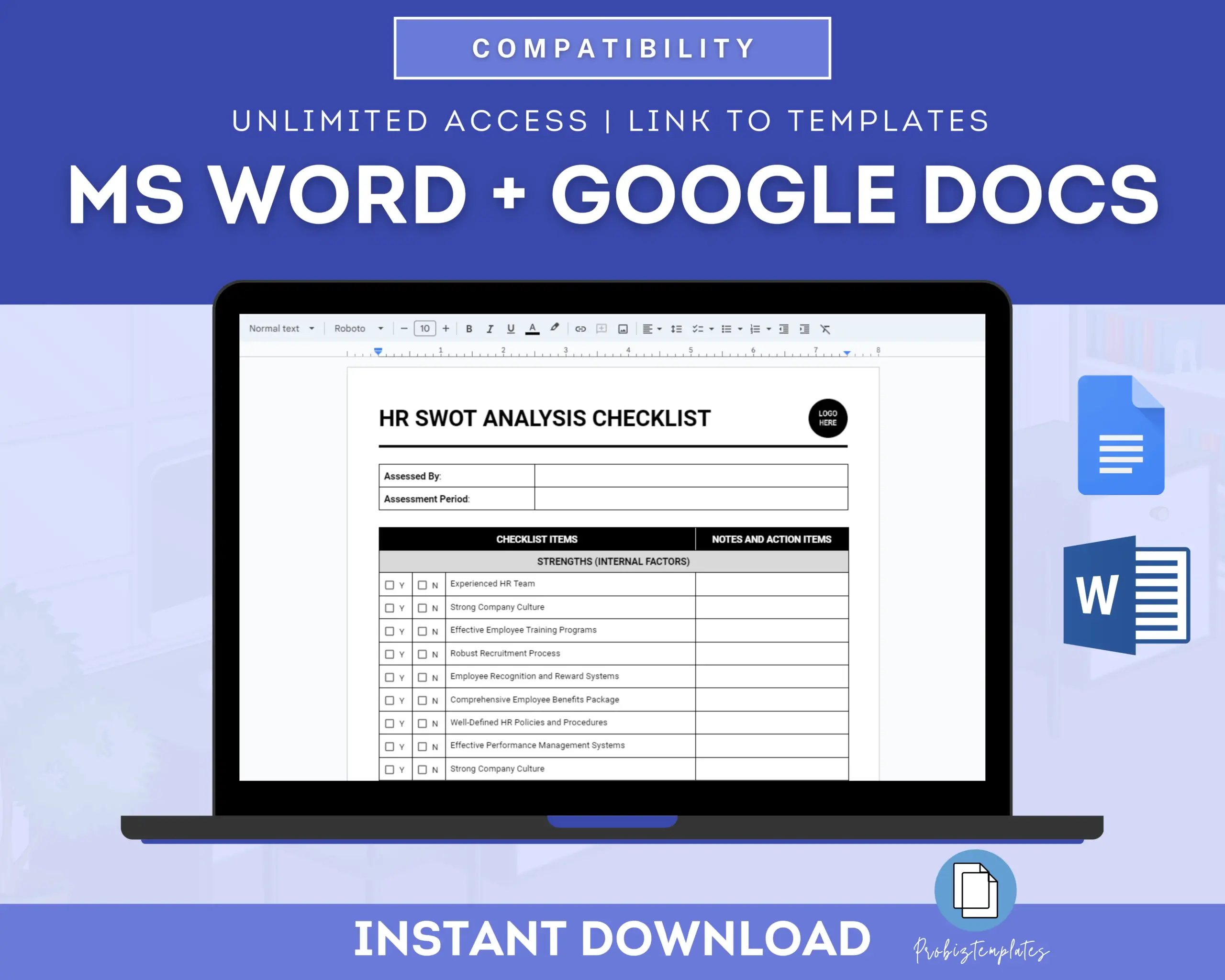 HR SWOT Analysis Checklist | ProBizTemplates