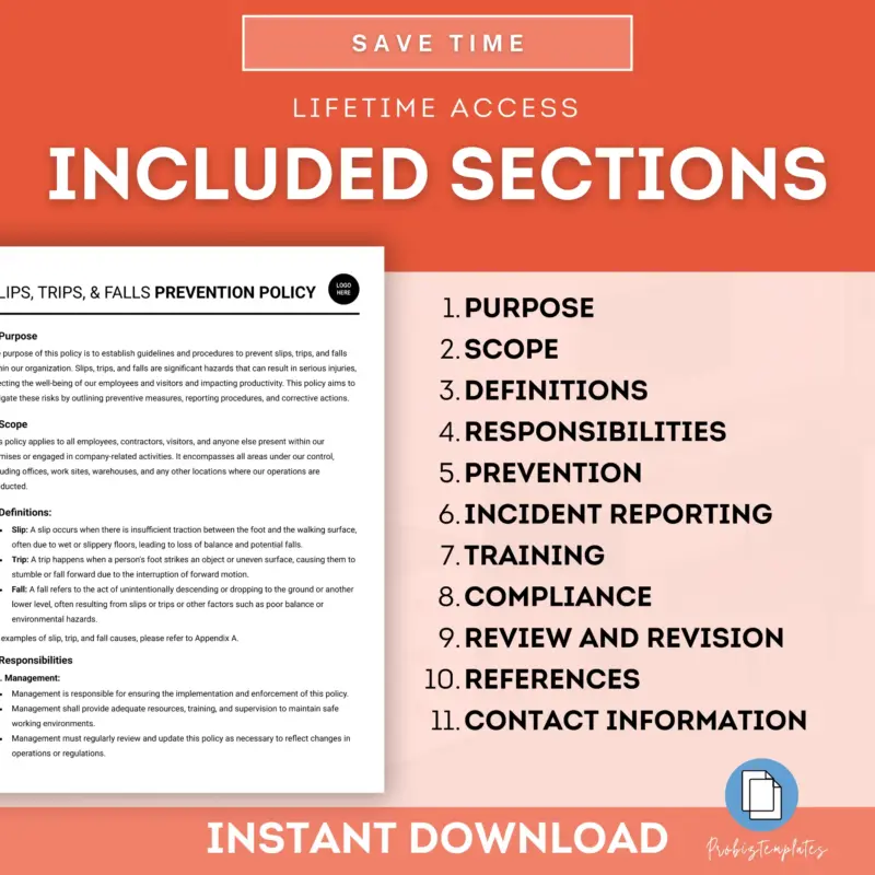 Slips, Trips, & Falls Prevention Policy | ProBizTemplates