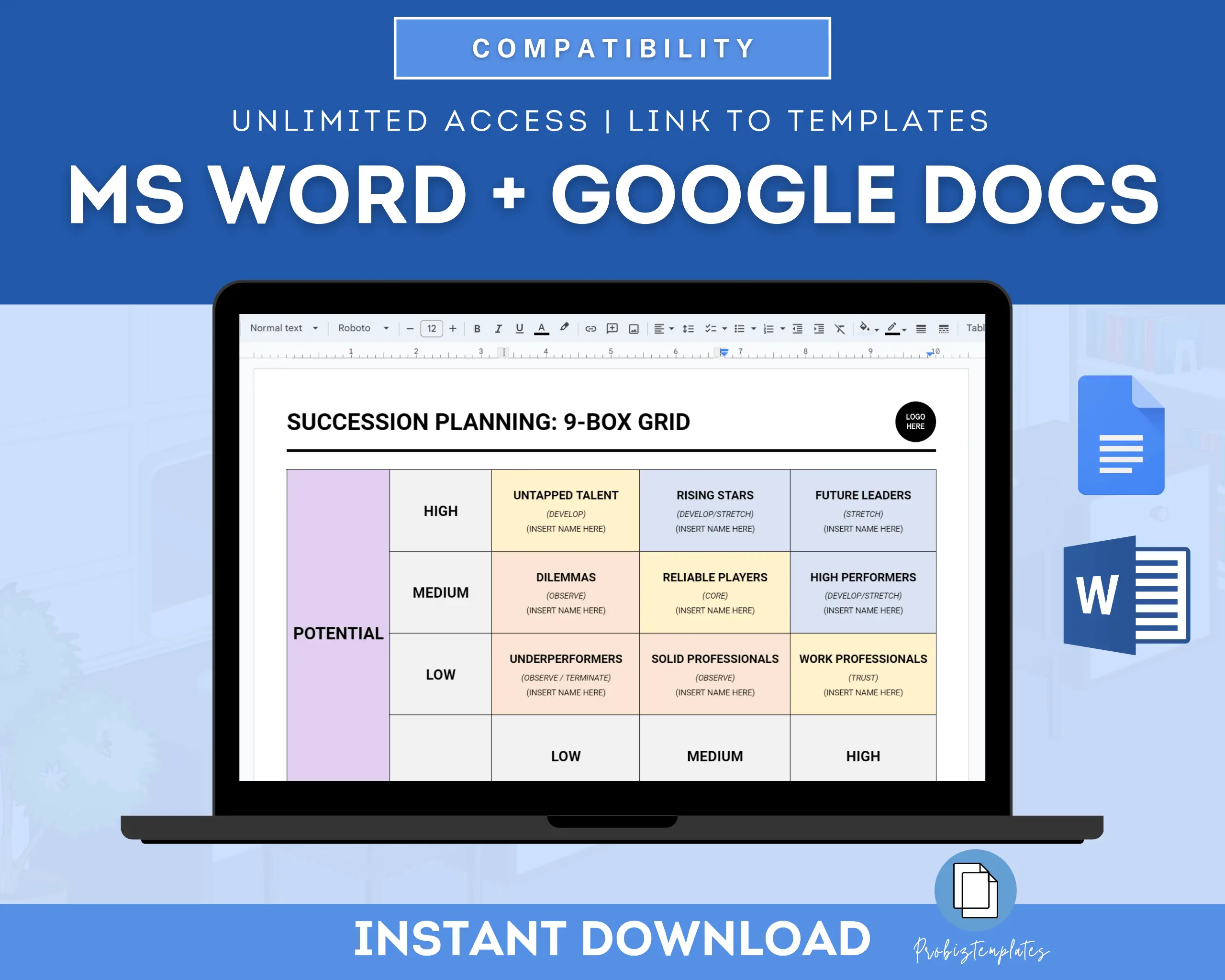 Succession Planning: 9-Box Grid Template | ProBizTemplates