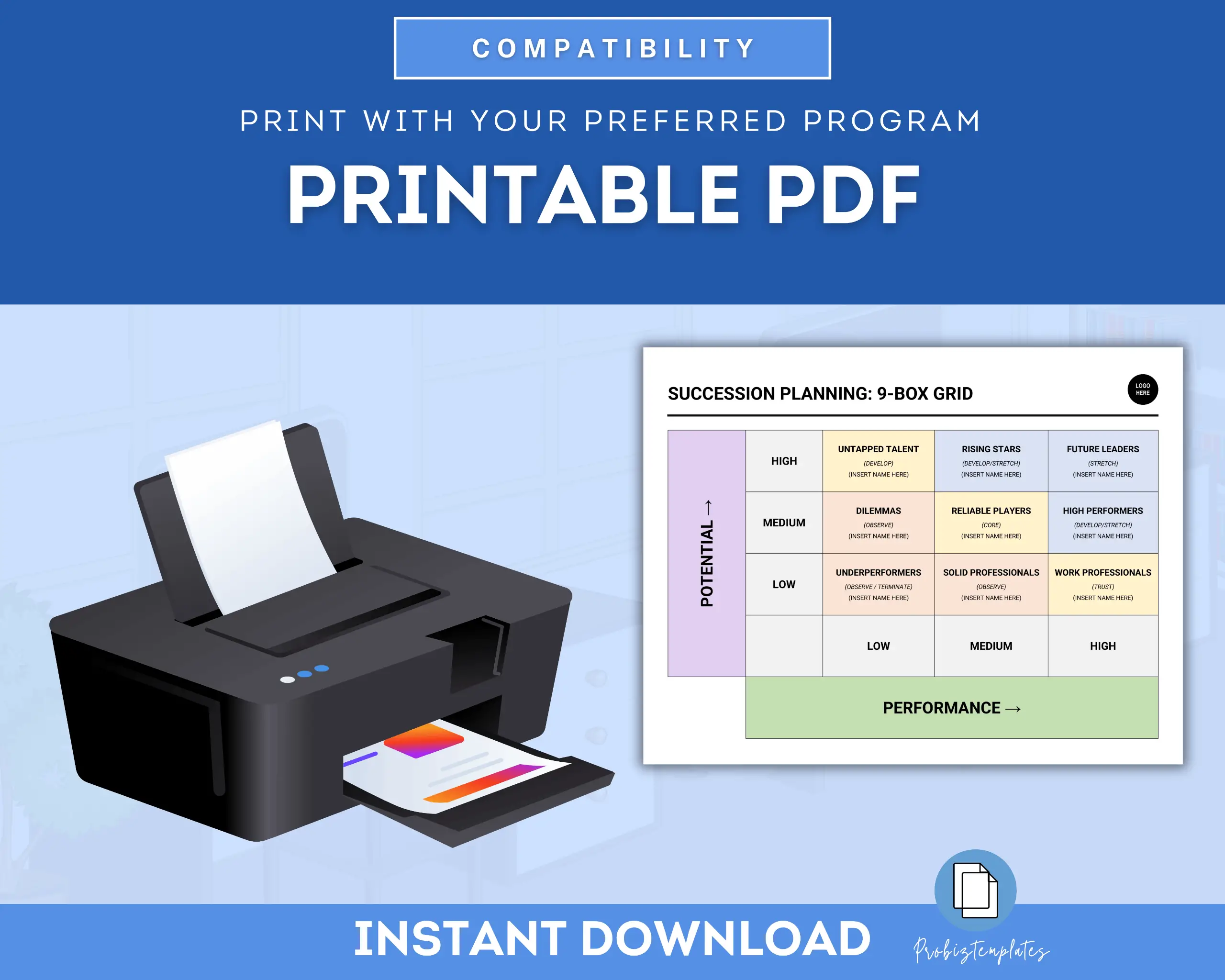 Succession Planning: 9-Box Grid Template | ProBizTemplates