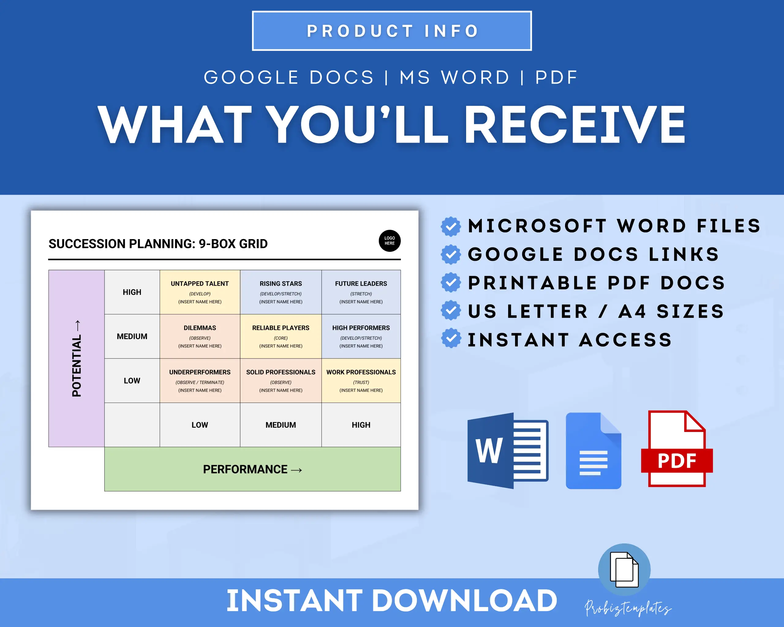 Succession Planning: 9-Box Grid Template | ProBizTemplates