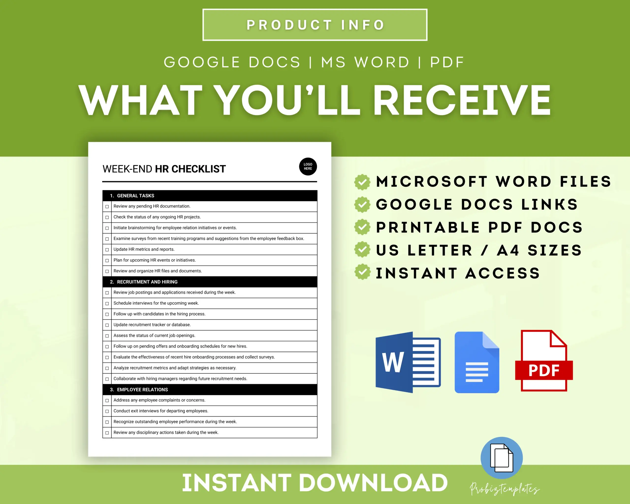 Week-End HR Checklist | ProBizTemplates