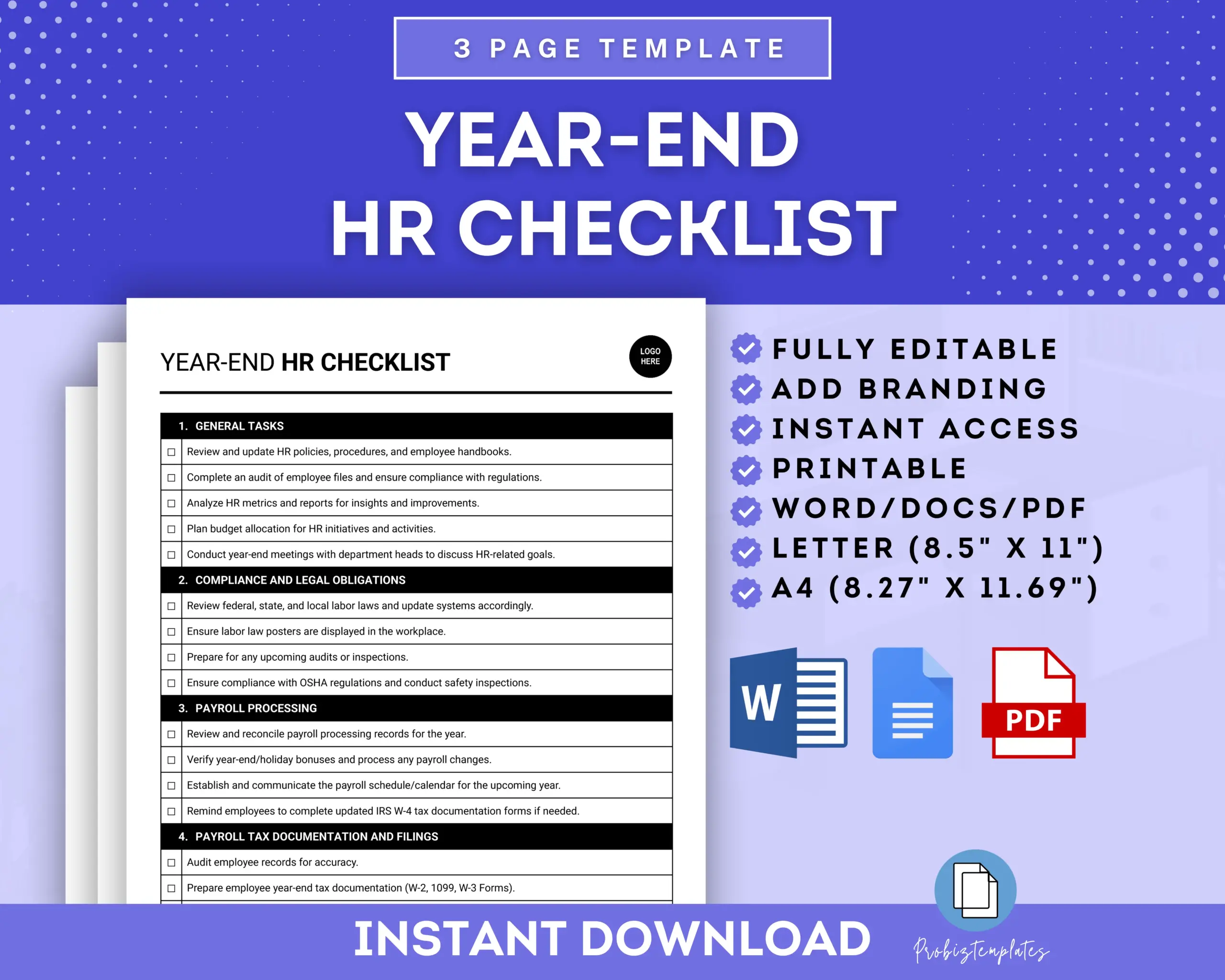 Year-End HR Checklist | ProBizTemplates