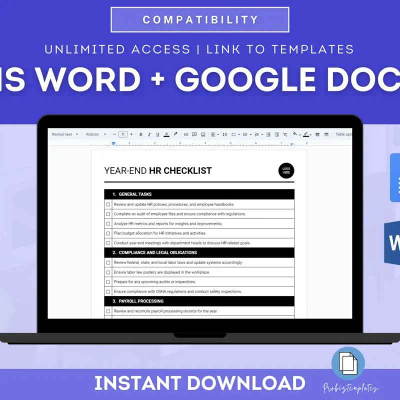 Year-End HR Checklist | ProBizTemplates