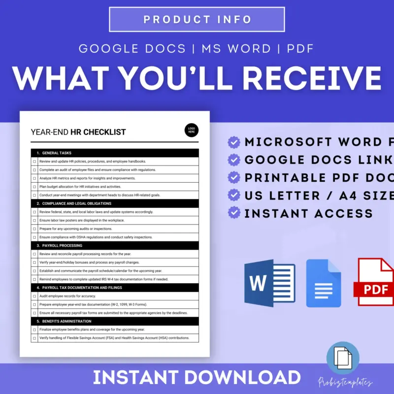 Year-End HR Checklist | ProBizTemplates