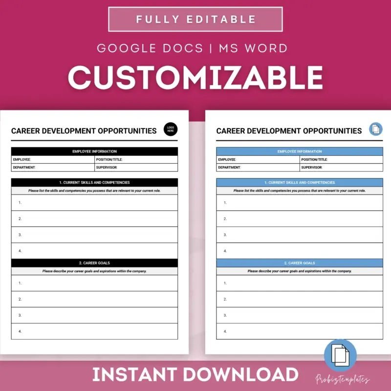 Career Development Opportunities Form | ProBizTemplates