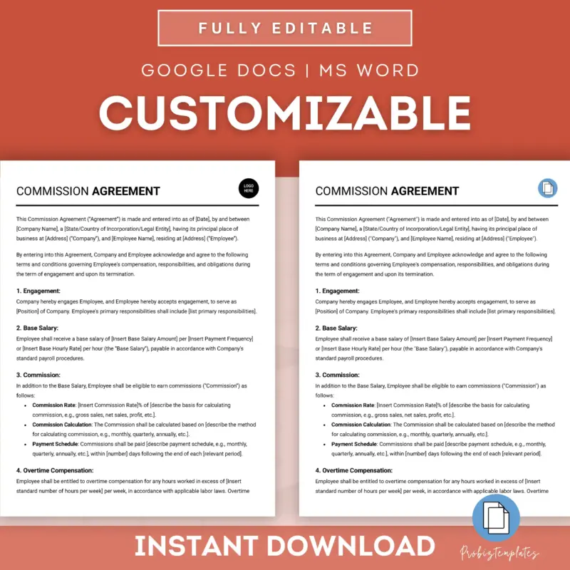 Commission Agreement Template | ProBizTemplates