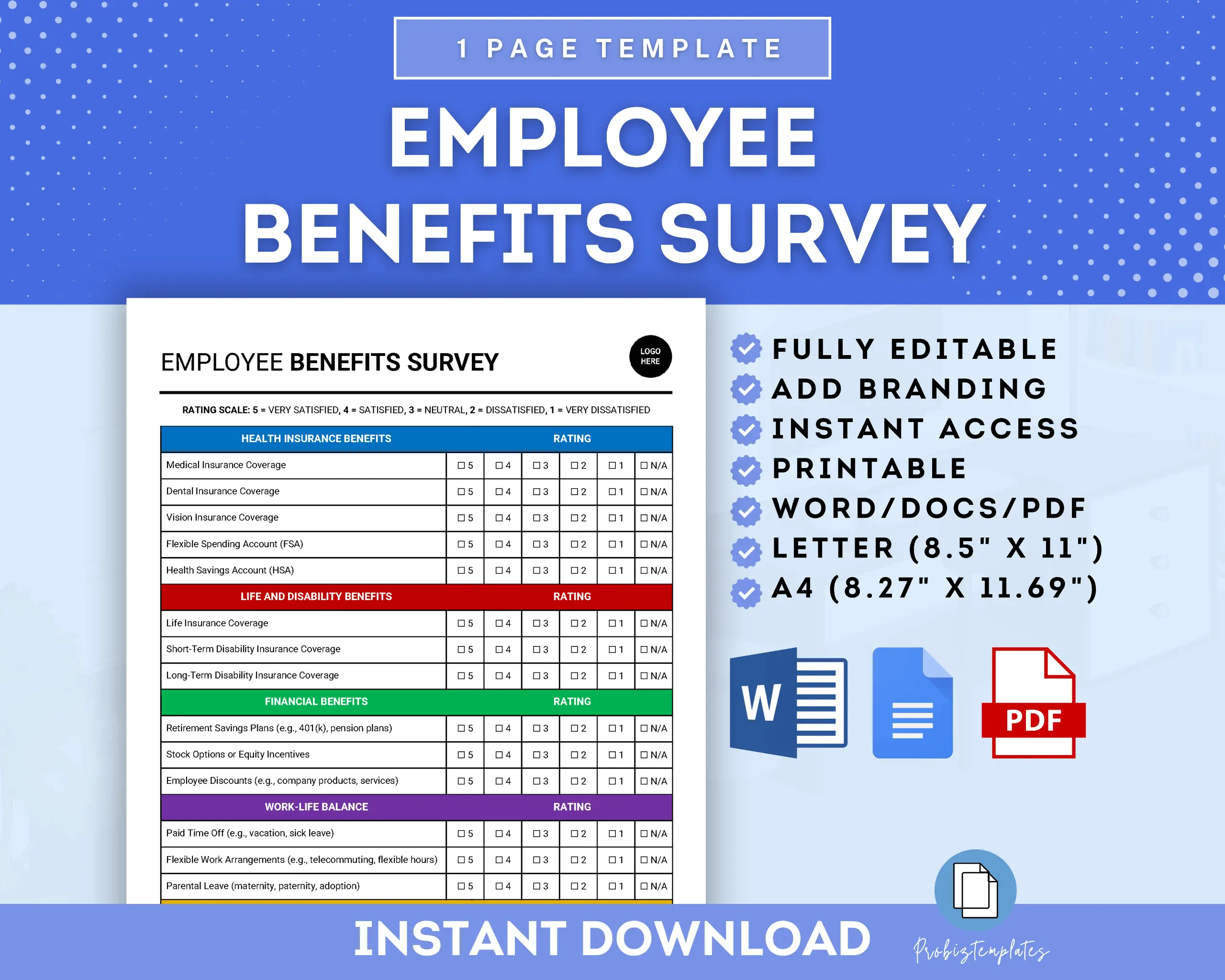 Employee Benefits Survey | ProBizTemplates