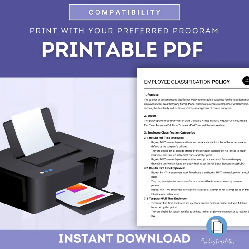 Employee Classification Policy Template | ProBizTemplates