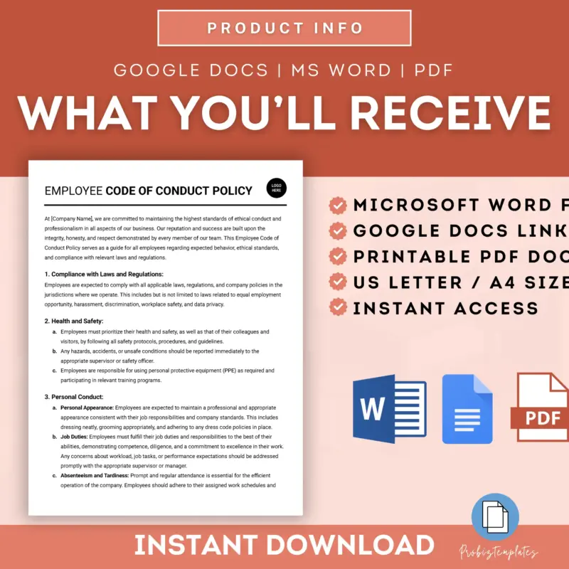 Employee Code Of Conduct Template | ProBizTemplates