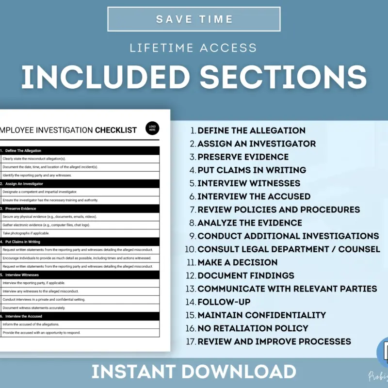 Employee Misconduct Investigation Checklist | ProBizTemplates