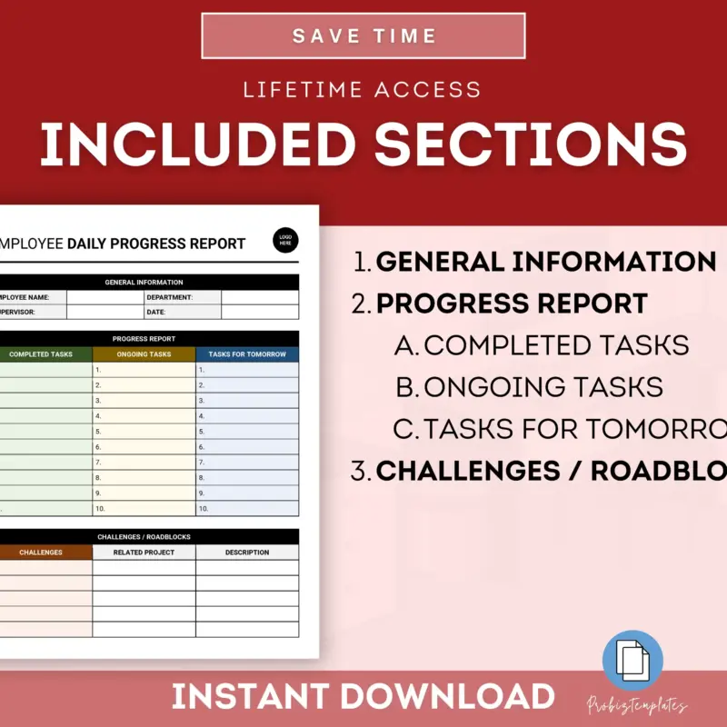 Simple Employee Daily & Weekly Report Template | ProBizTemplates