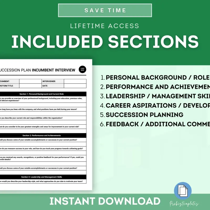 Succession Planning Incumbent Interview Form | ProBizTemplates