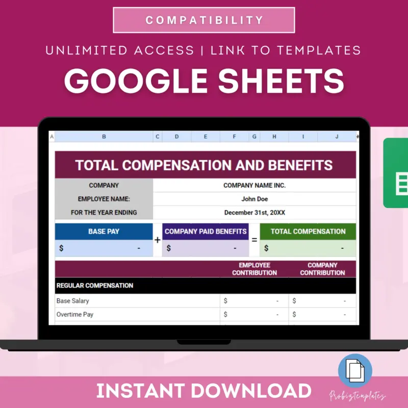 Total Compensation And Benefits Statement Template | ProBizTemplates