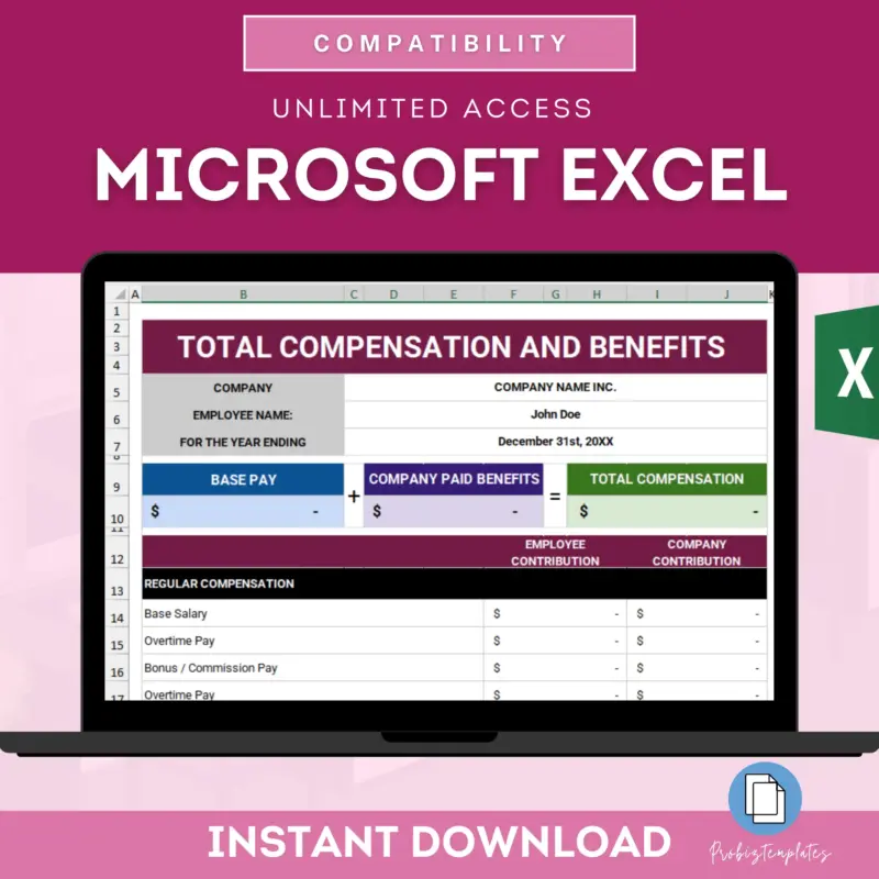 Total Compensation And Benefits Statement Template | ProBizTemplates