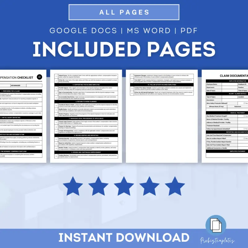 Workers’ Compensation Claim Checklist | ProBizTemplates