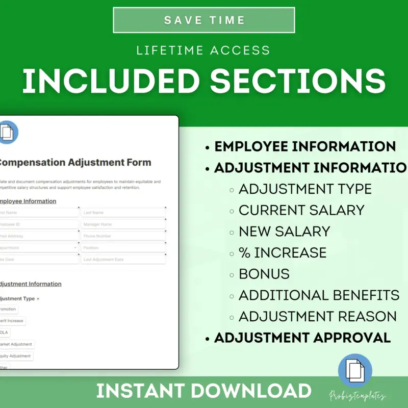 Compensation Adjustment Online Form Template | ProBizTemplates