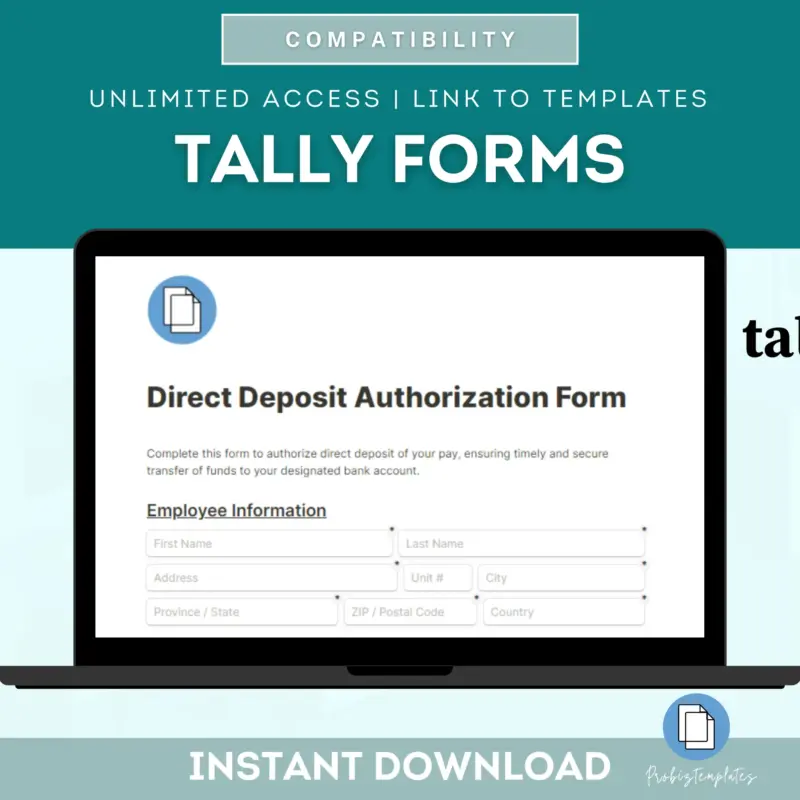 Direct Deposit Authorization Online Form Template | ProBizTemplates