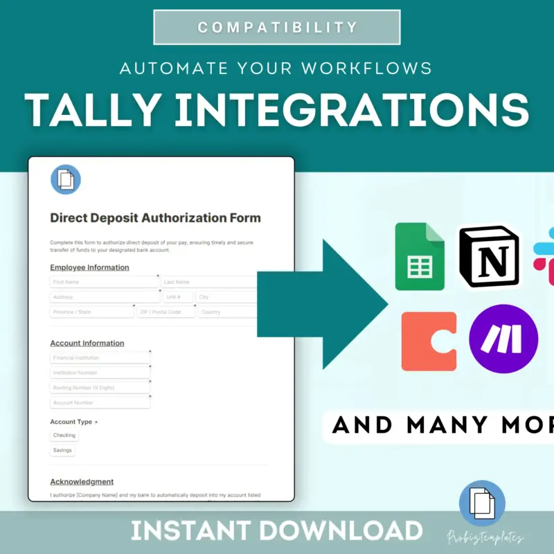 Direct Deposit Authorization Online Form Template | ProBizTemplates