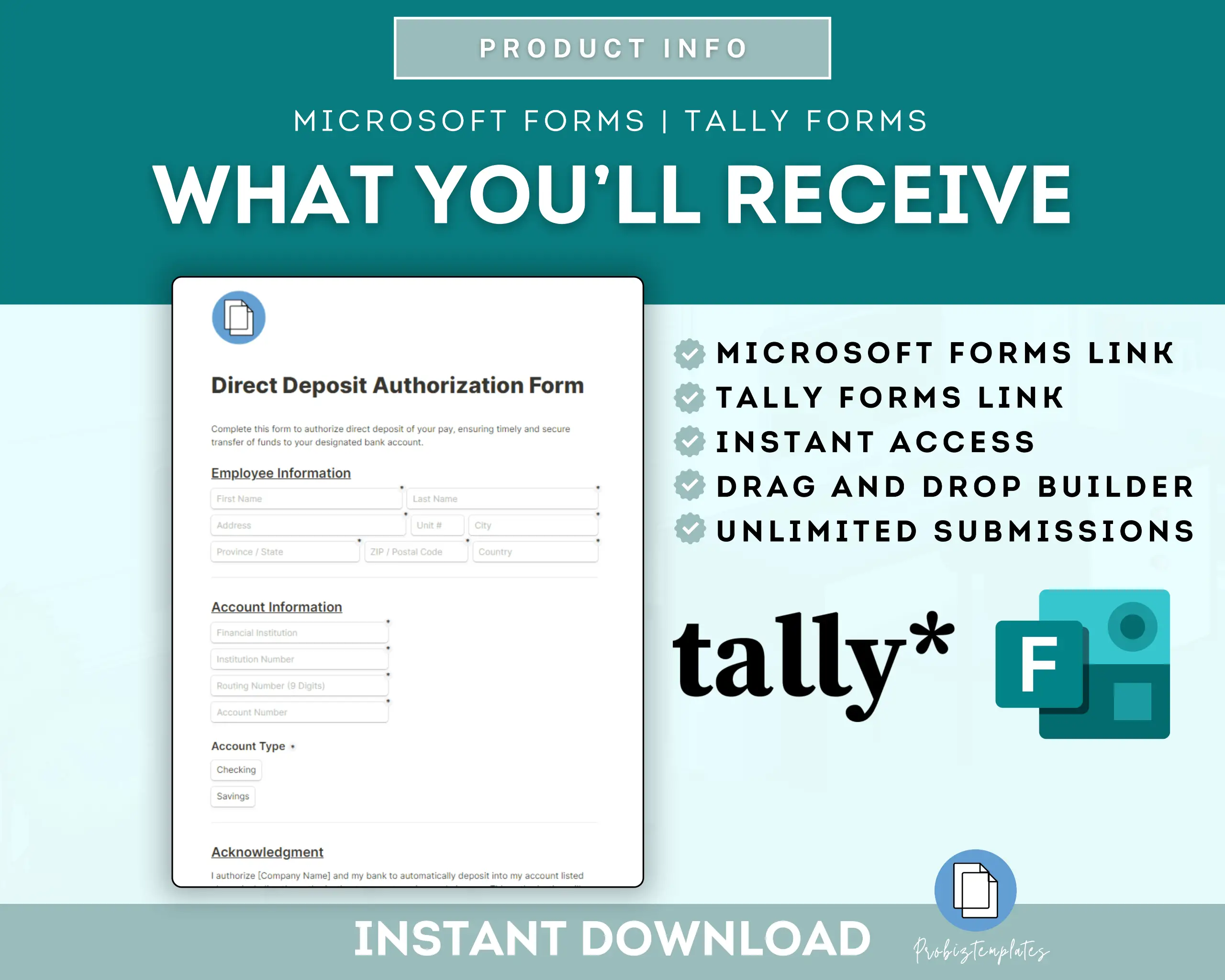 Direct Deposit Authorization Online Form Template | ProBizTemplates