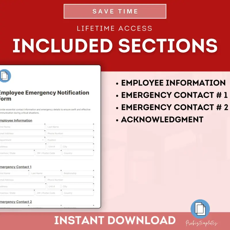Employee Emergency Notification Online Form Template | ProBizTemplates