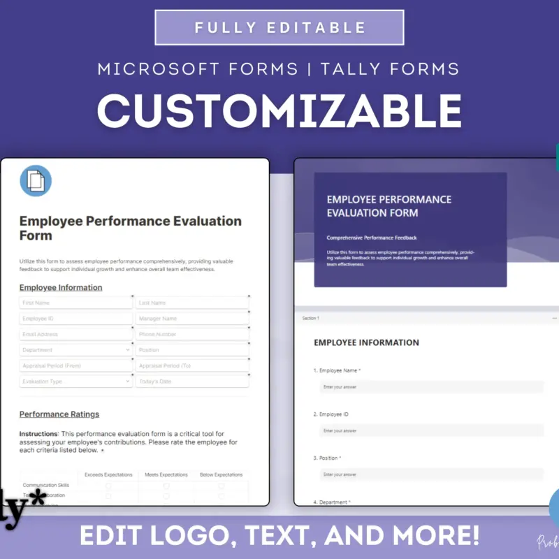 Employee Performance Evaluation Online Form Template | ProBizTemplates