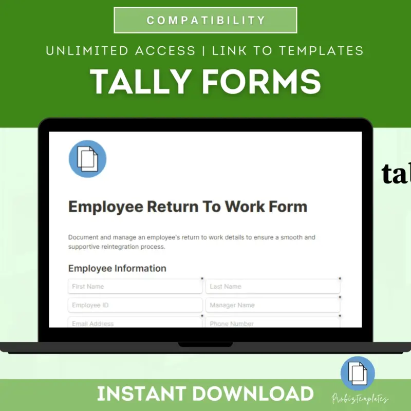 Employee Return To Work Form Online Form Template | ProBizTemplates