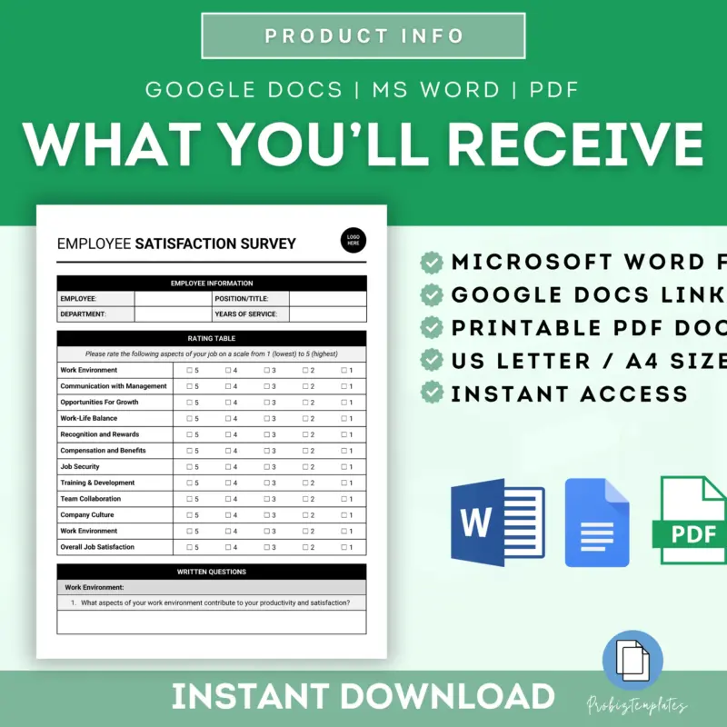 Employee Satisfaction Survey Template | ProBizTemplates