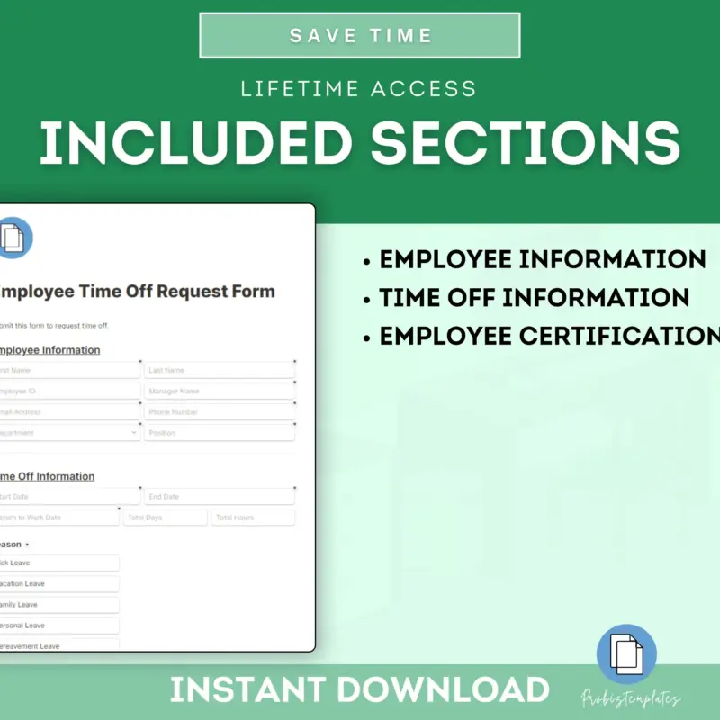 Employee Time Off Request Online Form Template | ProBizTemplates