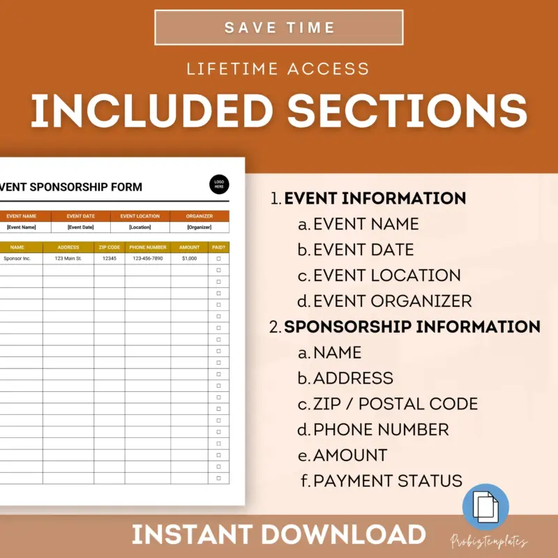 Event Sponsorship Form Template | ProBizTemplates