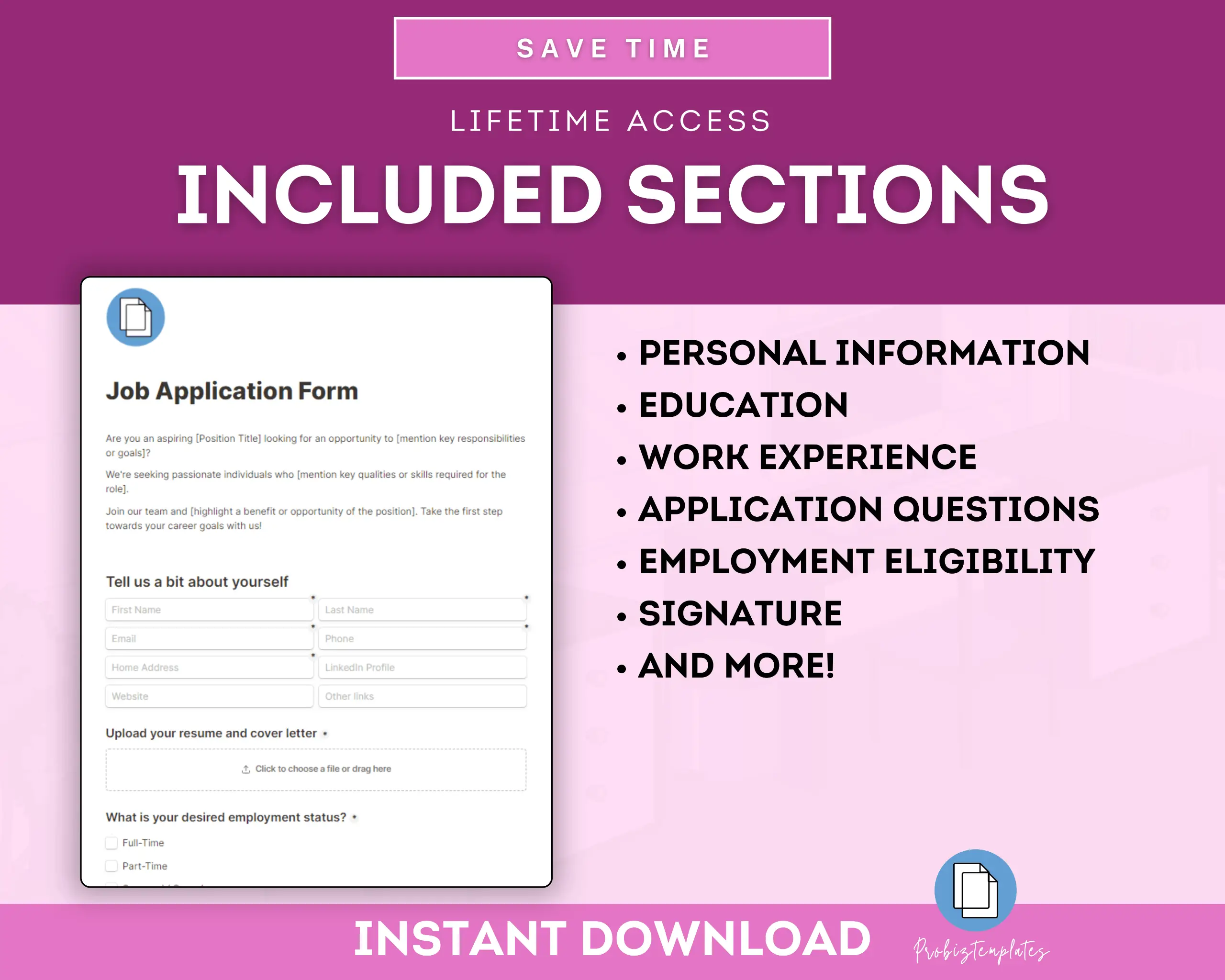 Job Application Online Form Template | ProBizTemplates